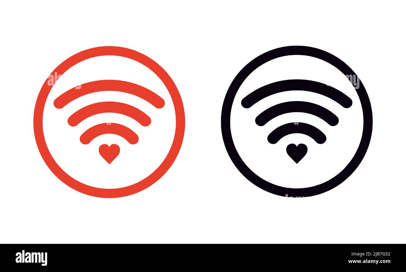 Wireless and wifi icon. Wi-fi with a heart symbol. Internet Connection ...