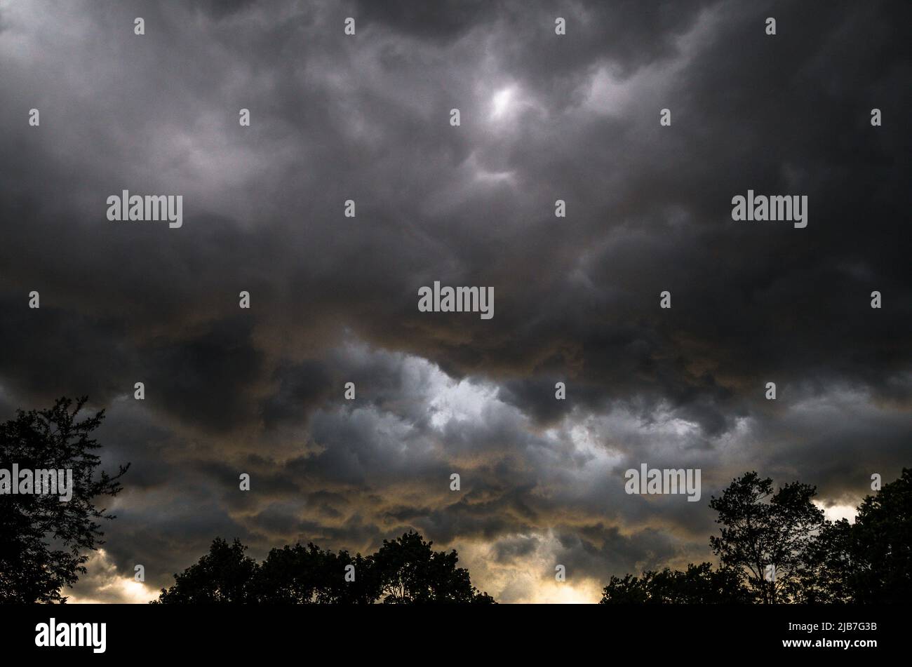 Storm Clouds rolling in above the TreeLine before Rain Stock Photo - Alamy