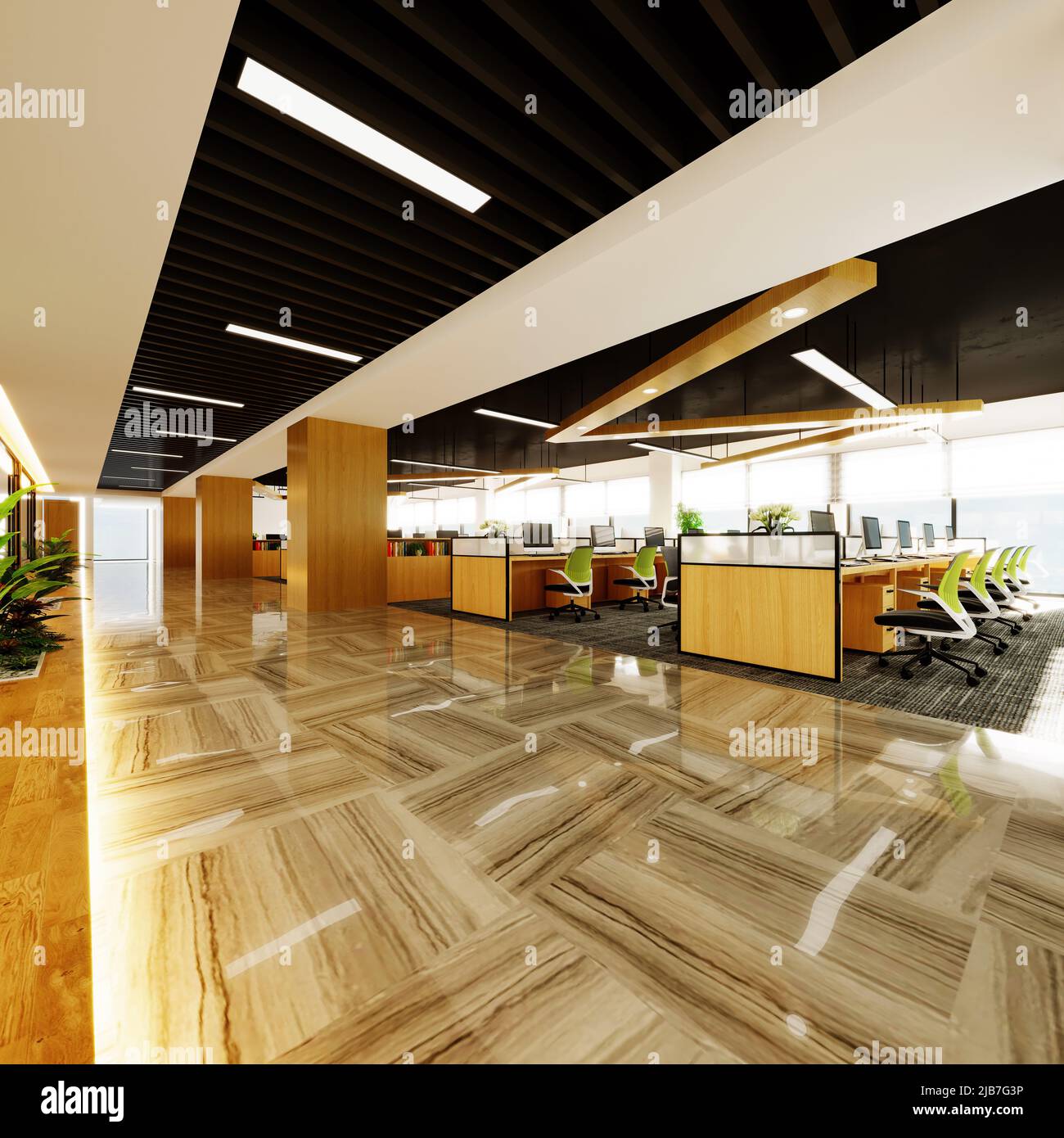 3d render of modern working office Stock Photo - Alamy