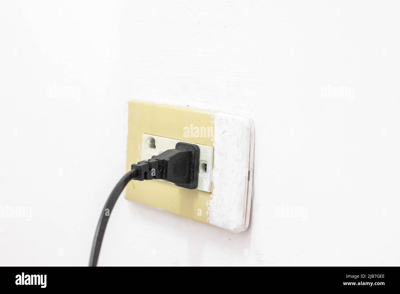 Old Power outlet on White Background Stock Photo - Alamy
