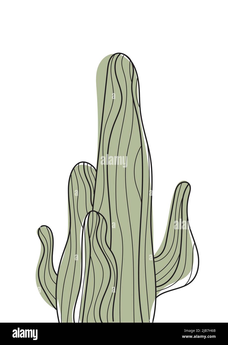 Cactus boho vector in line art style. Ethnic tribal cactus in hand ...