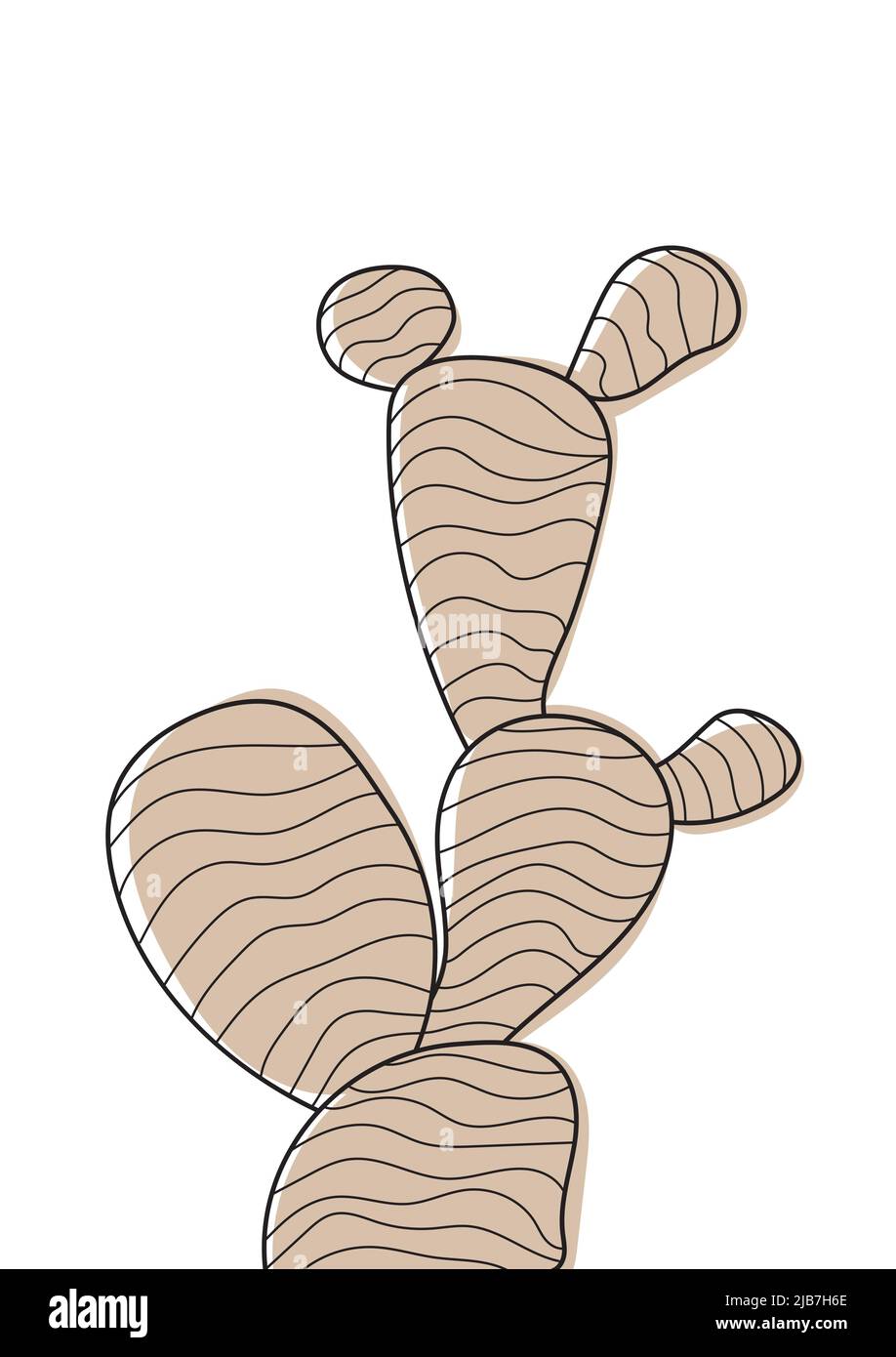 Cactus boho vector in line art style. Ethnic tribal cactus in hand ...