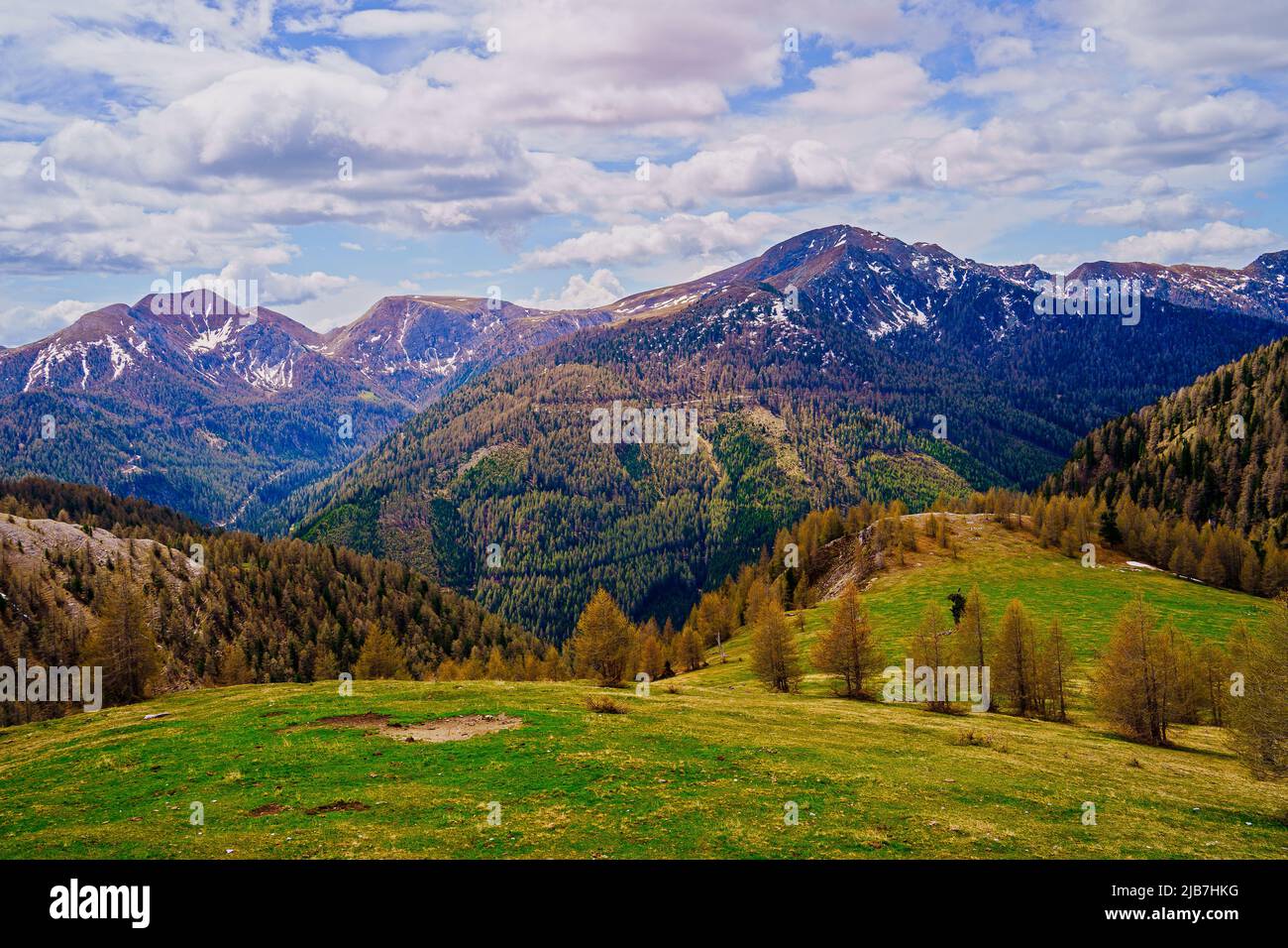 Alpine panorama from Nockberge mountains in Austria, Carinthia Stock ...