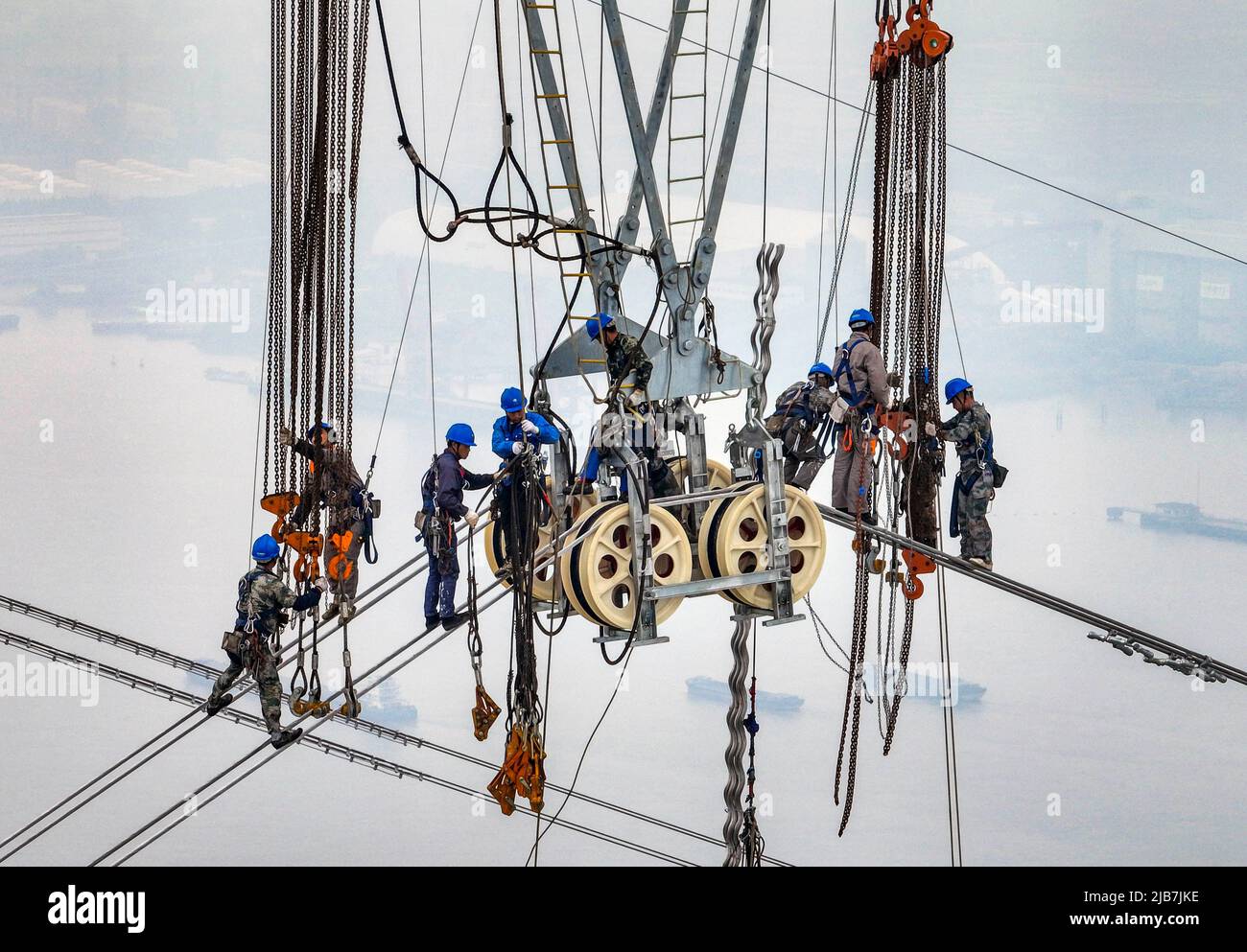 TAIZHOU, CHINA - JUNE 1, 2022 - Aerial photo taken on June 1, 2022 shows workers working on the ...