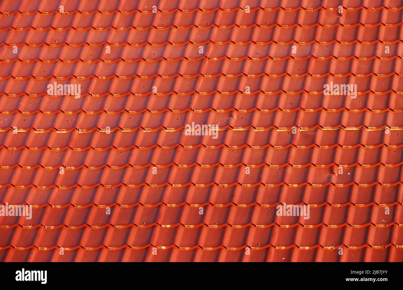 Roof top view. Red tile. The pattern of roof tile. Orange tile roof ...