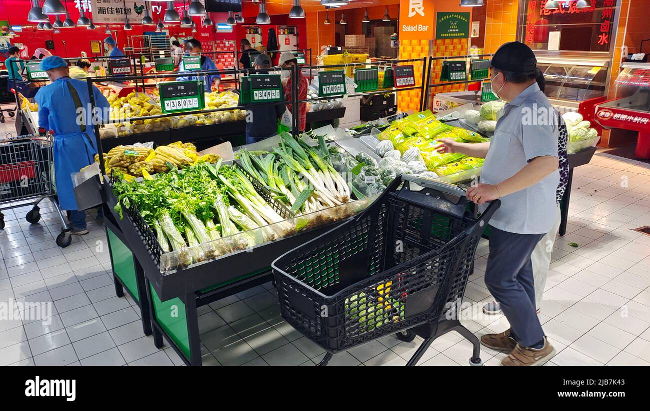 SHANGHAI, CHINA - JUNE 1, 2022 - Citizens shop at a Carrefour ...
