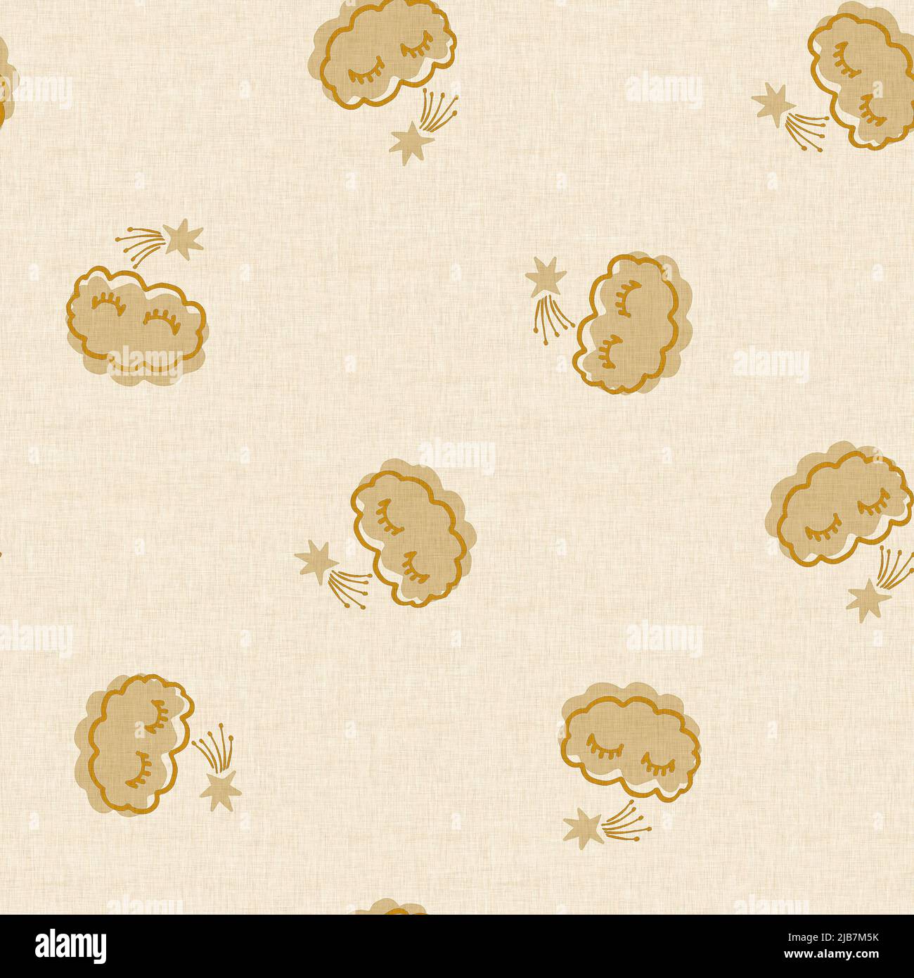 Gender neutral cloud seamless raster background. Simple whimsical 2 ...
