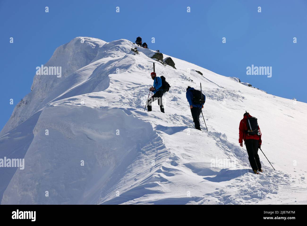Winter alpine trekking in the Transylvanian Alps, Romania, Europe Stock ...
