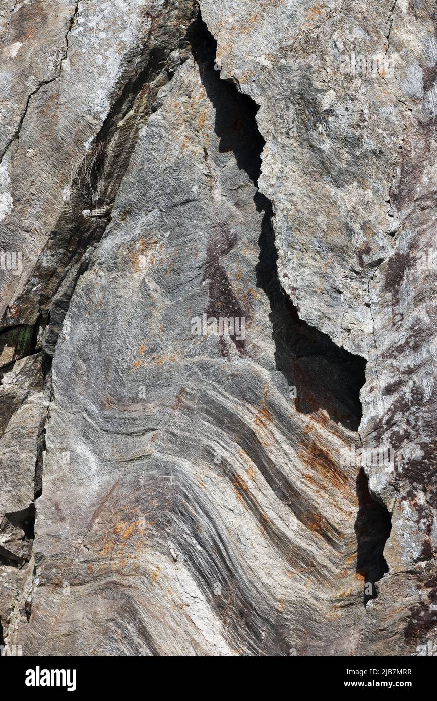 Fault lines and colorful layers in sandstone also useful as a ...