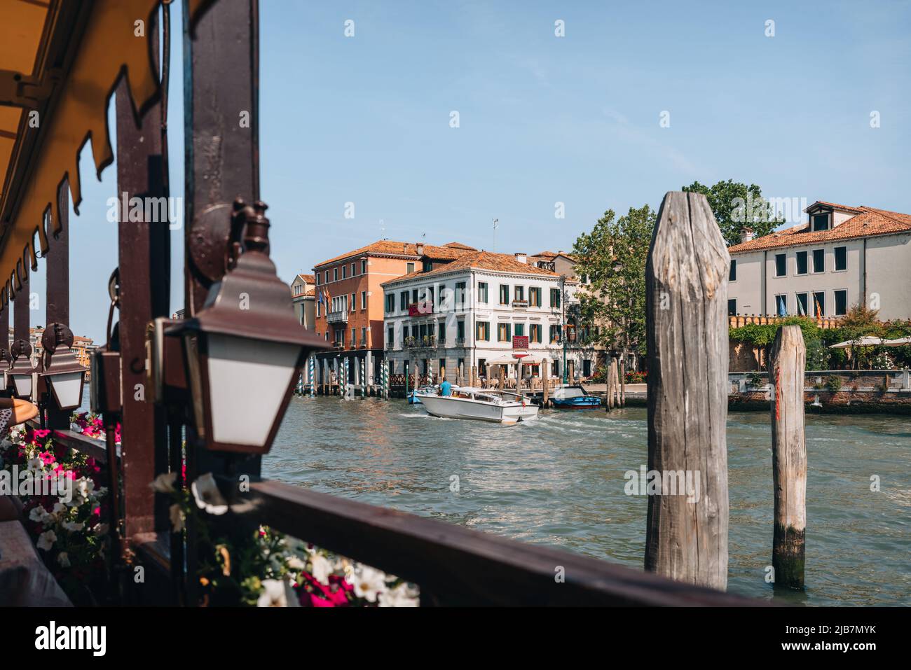 Venice, Italy - May 21, 2022: View from a waterside restaurant of a ...