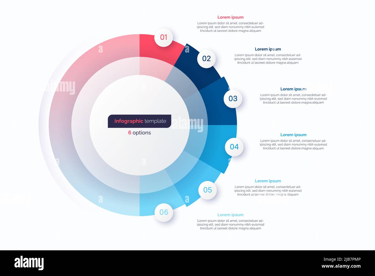 Six option circle infographic design template. Vector illustration ... Six option circle infographic design template. Vector illustration ...