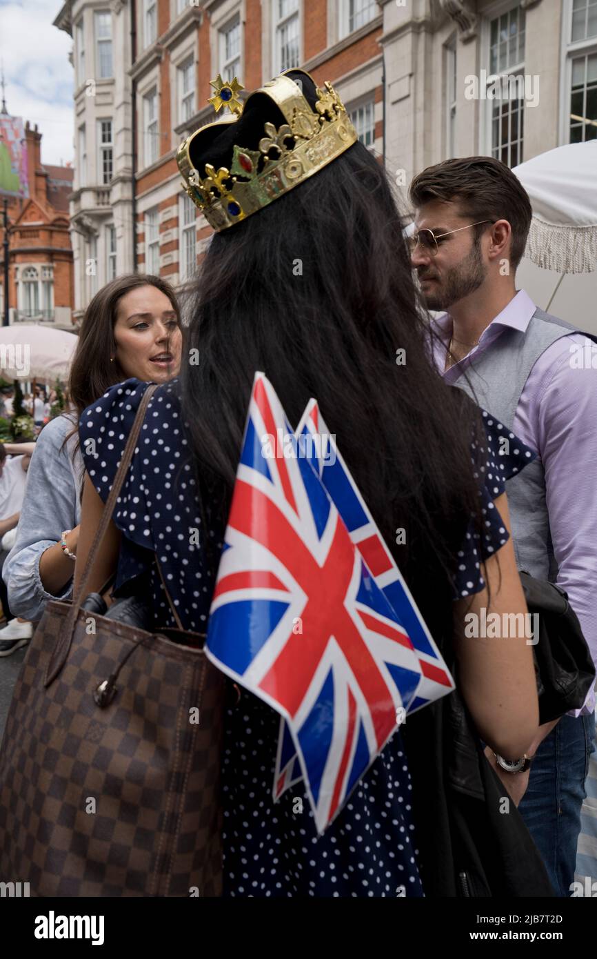 Visitors at a street party to commemorate Queen Elizabeth II 70th year ...