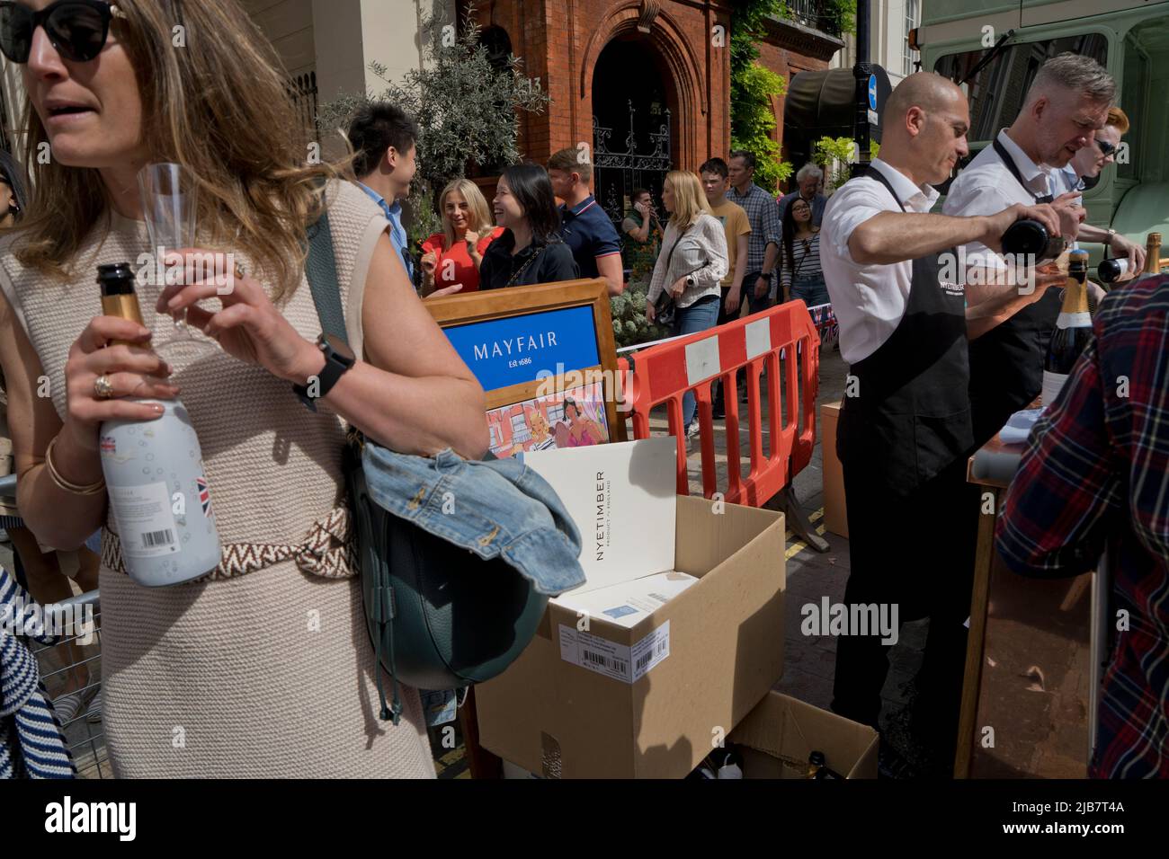 Visitors at a street party to commemorate Queen Elizabeth II 70th year ...