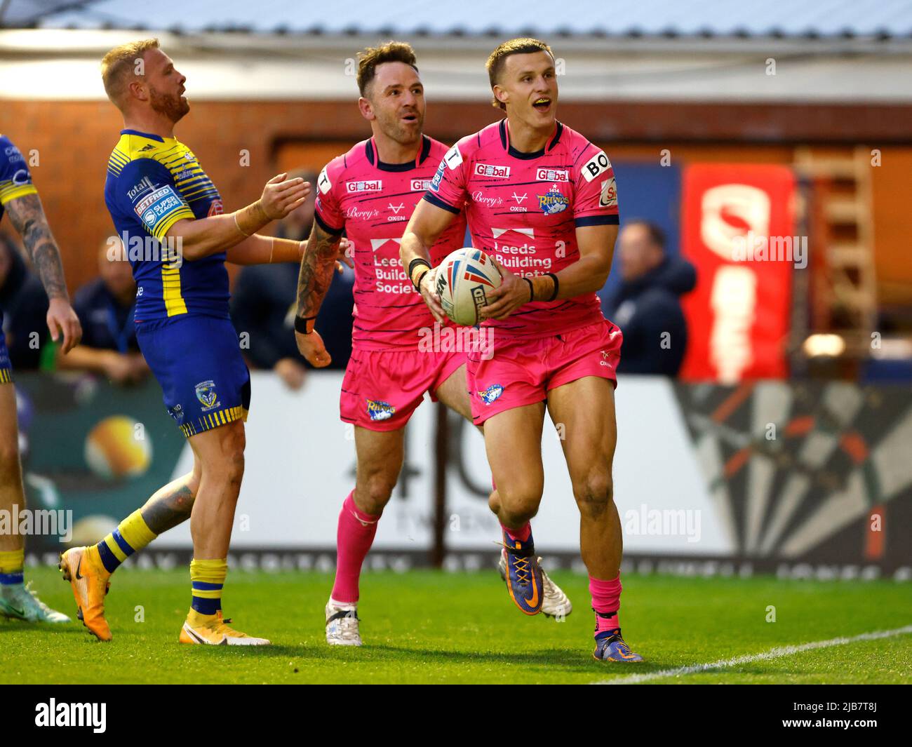 Leeds Rhinos' Ash Handley celebrates scoring his side's fifth try of ...