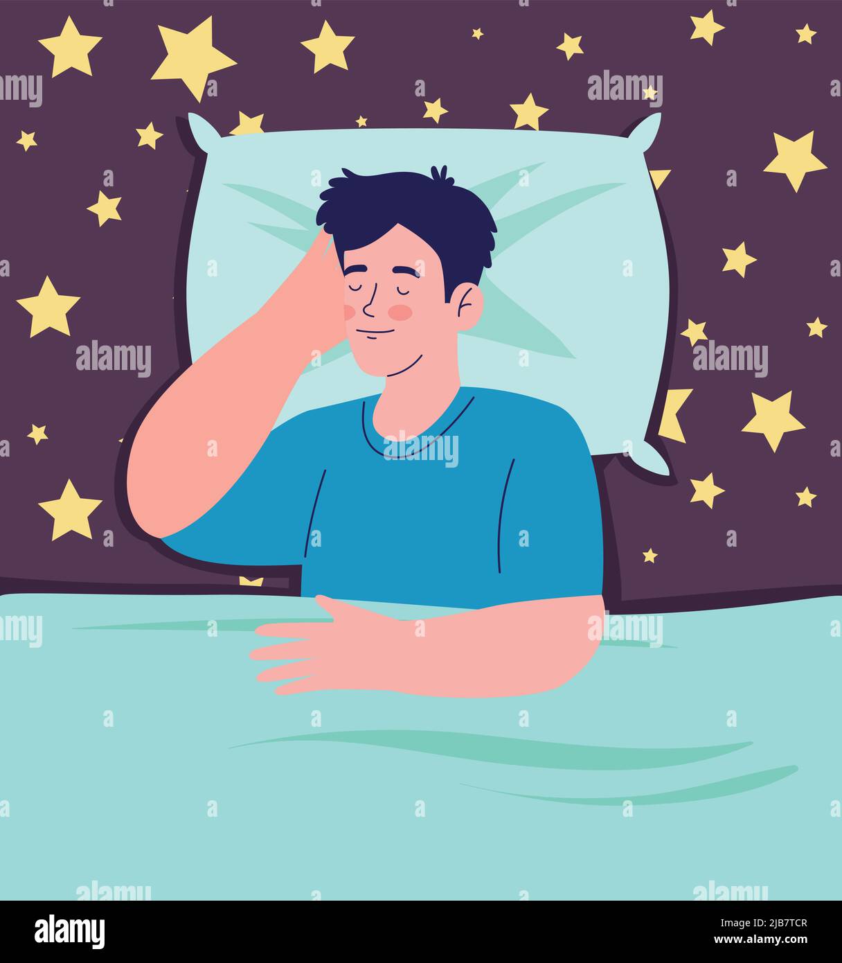 Cartoon illustration sleepy man pillow Stock Vector Images - Alamy