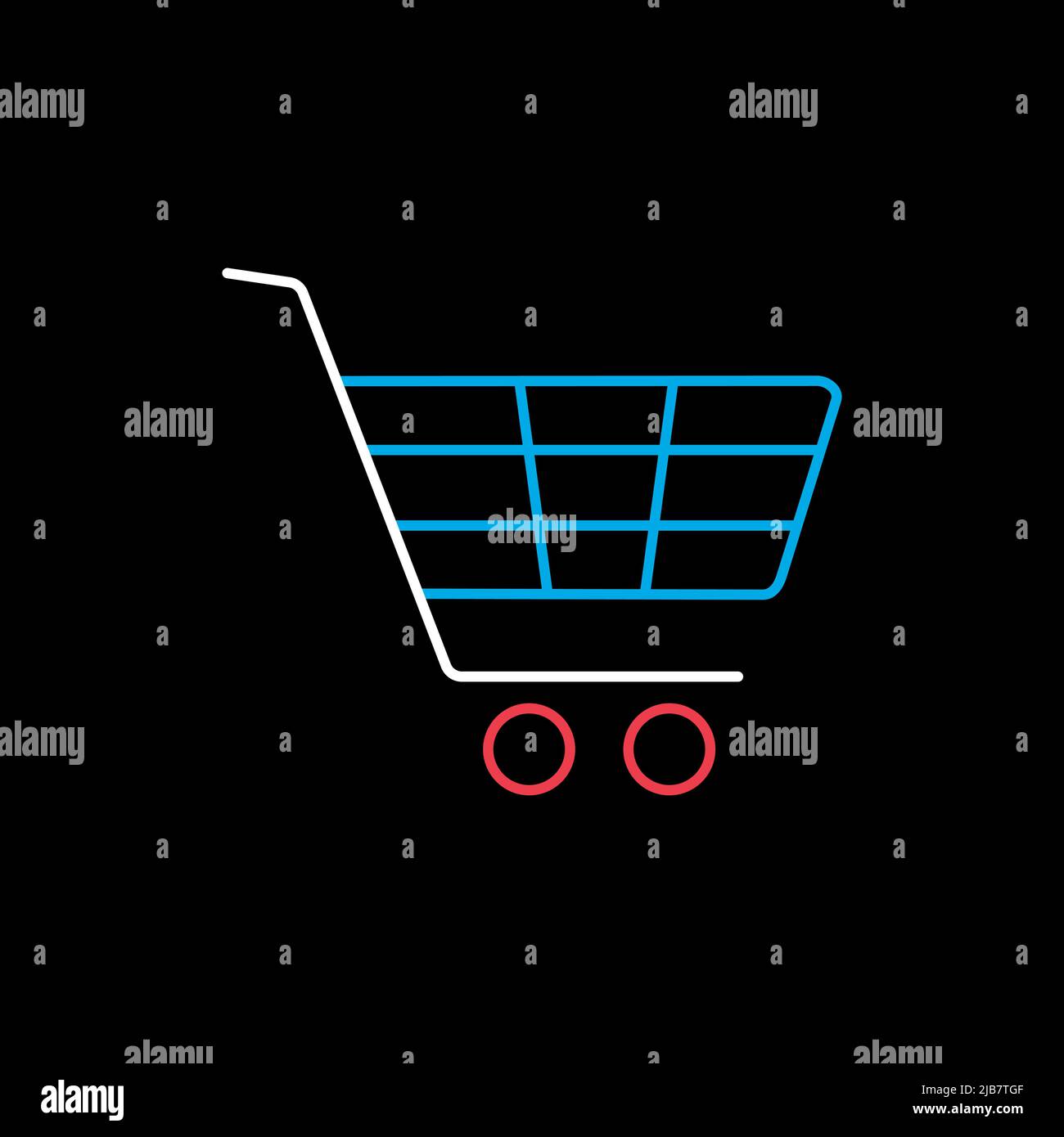 Shopping mall cart vector icon isolated on the black. E-commerce sign ...