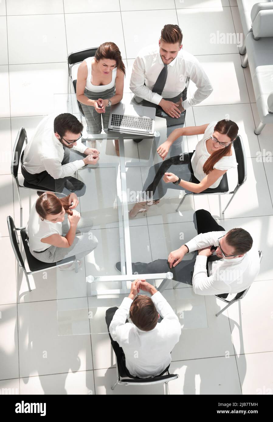 top view.business team sitting at the office table.the concept of ...