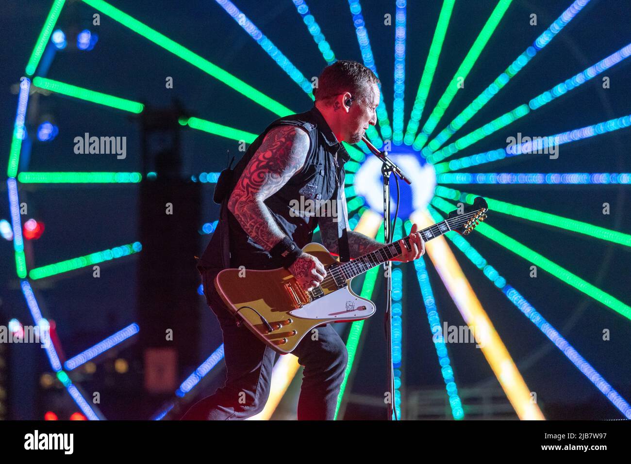 Nuremberg, Germany. 03rd June, 2022. Michael Poulsen, singer and ...