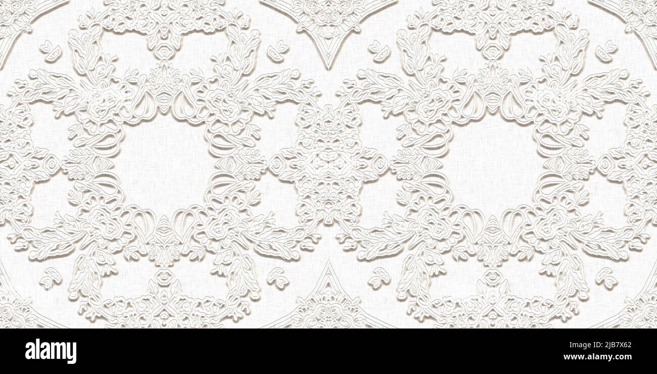 White on White linen lace effect border background. Minimal stylish ...