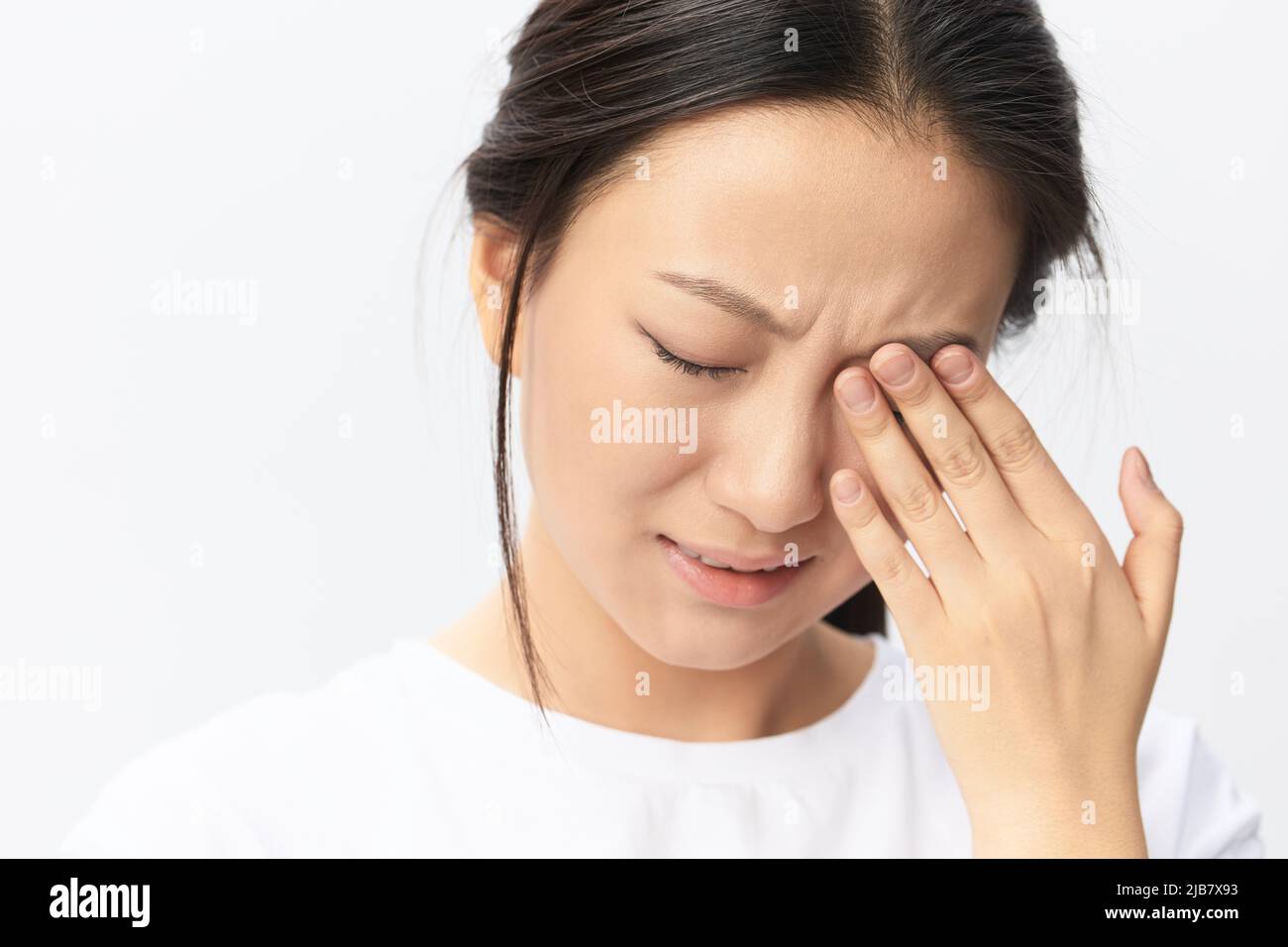 Suffering From Strong Pain. Eyesight problem. Tormented suffering ...