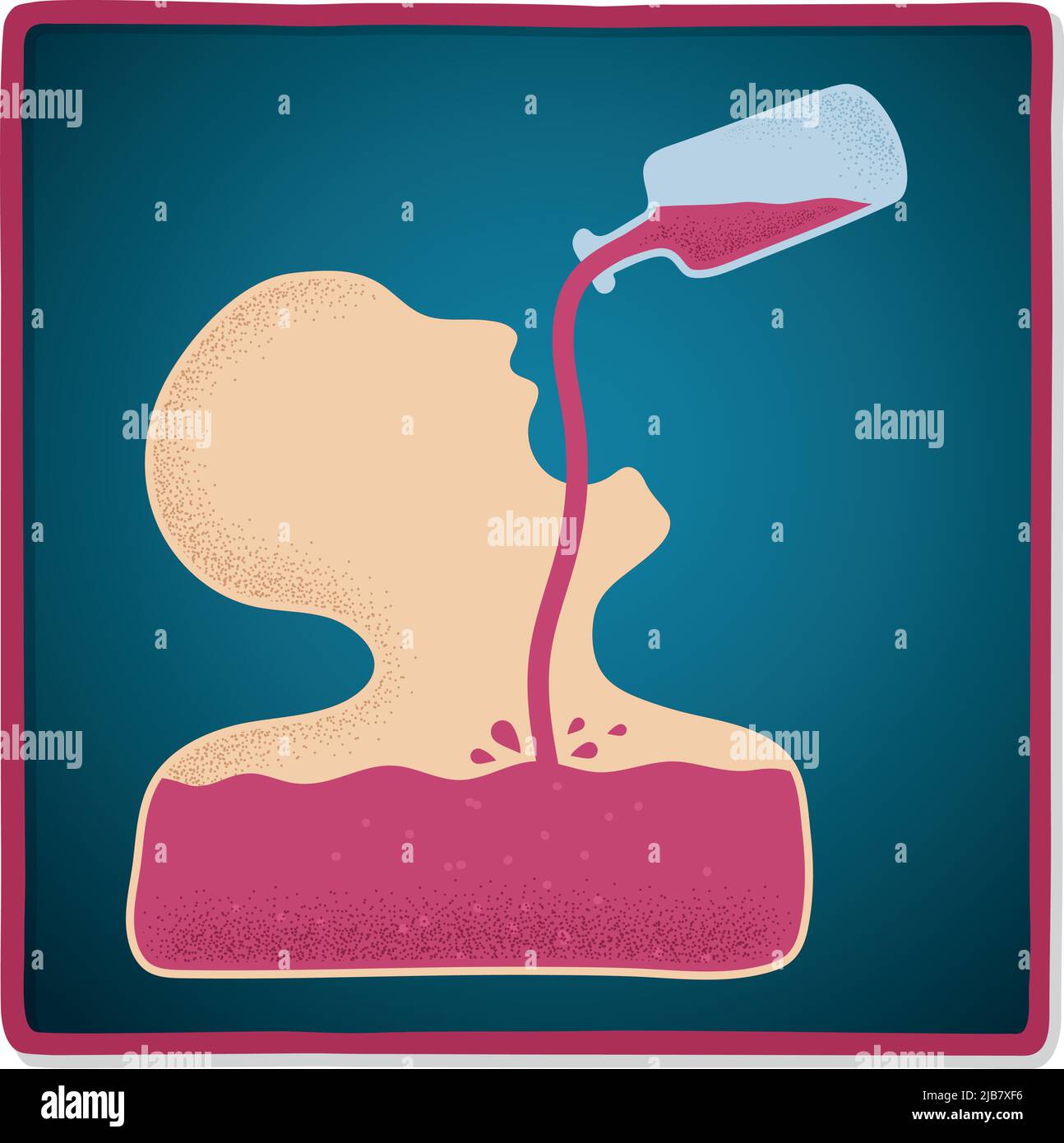 Person drinking alcohol, addiction problems, freehand drawing, vector ...