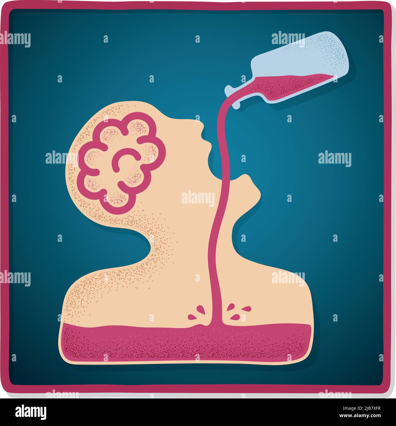 Person drinking alcohol, addiction problems, freehand drawing, vector ...