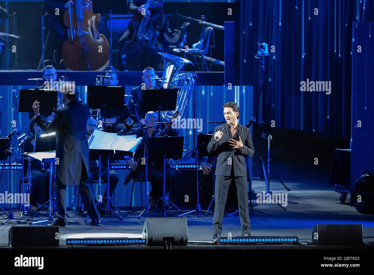 Verona, Italy. 3th June 2022. The three Italian singers of "Il Volo ...