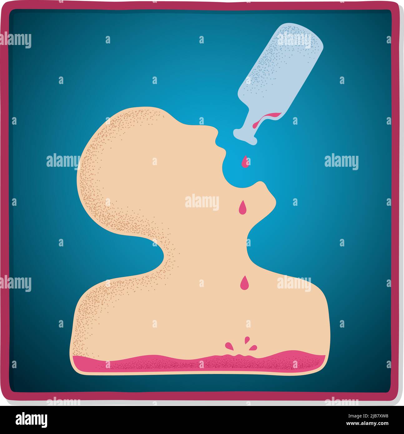 Person drinking alcohol, addiction problems, freehand drawing, vector ...