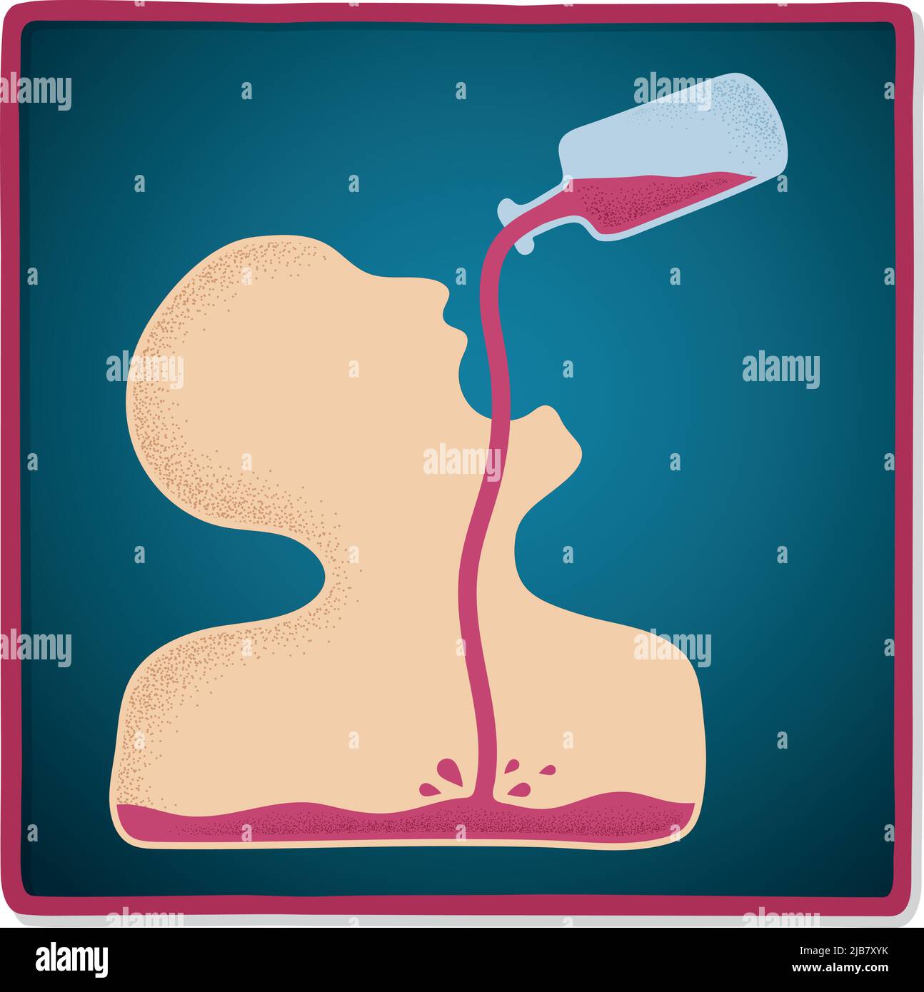 Person drinking alcohol, addiction problems, freehand drawing, vector ...