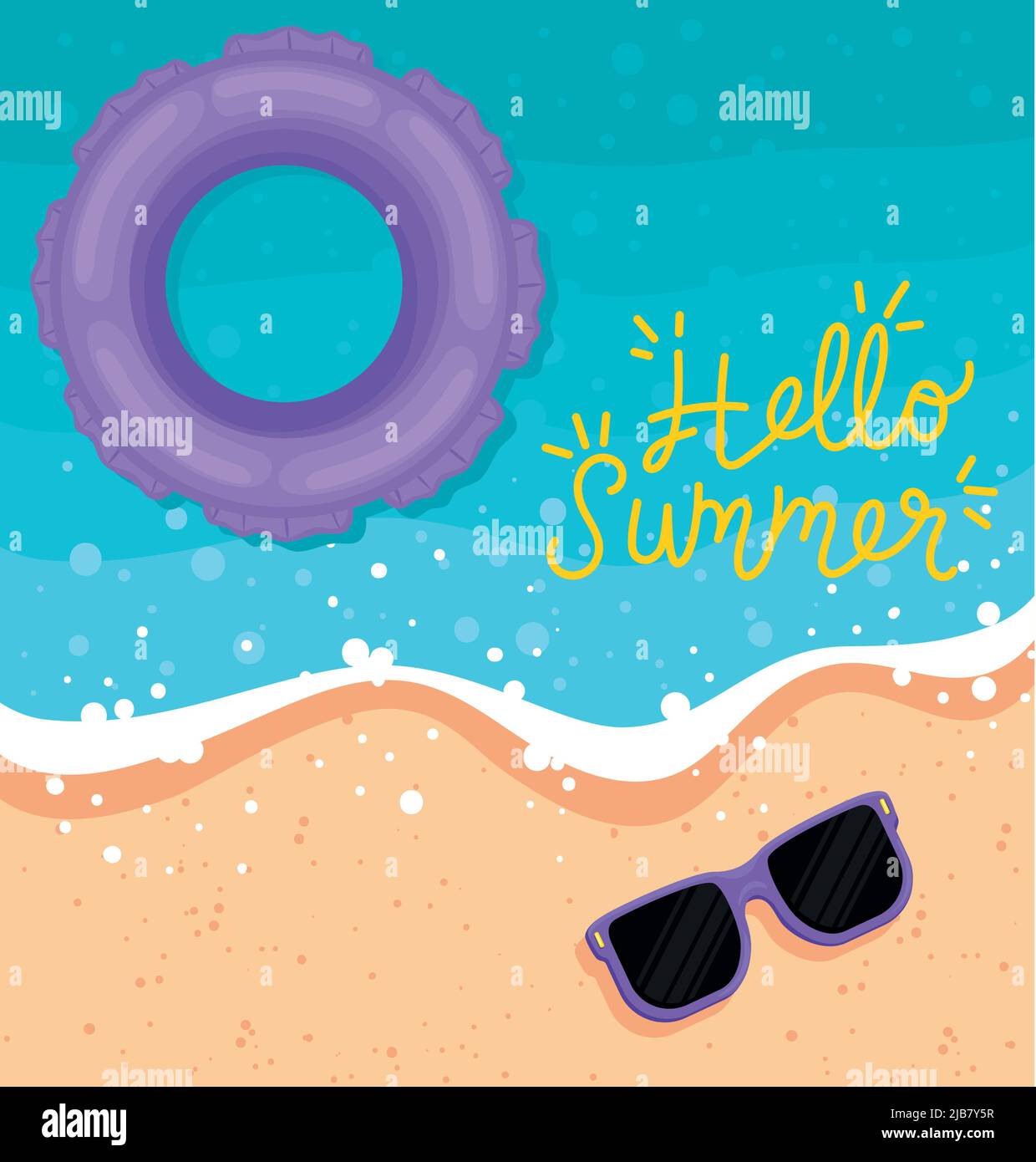 hello summer lettering in beach Stock Vector Image & Art - Alamy