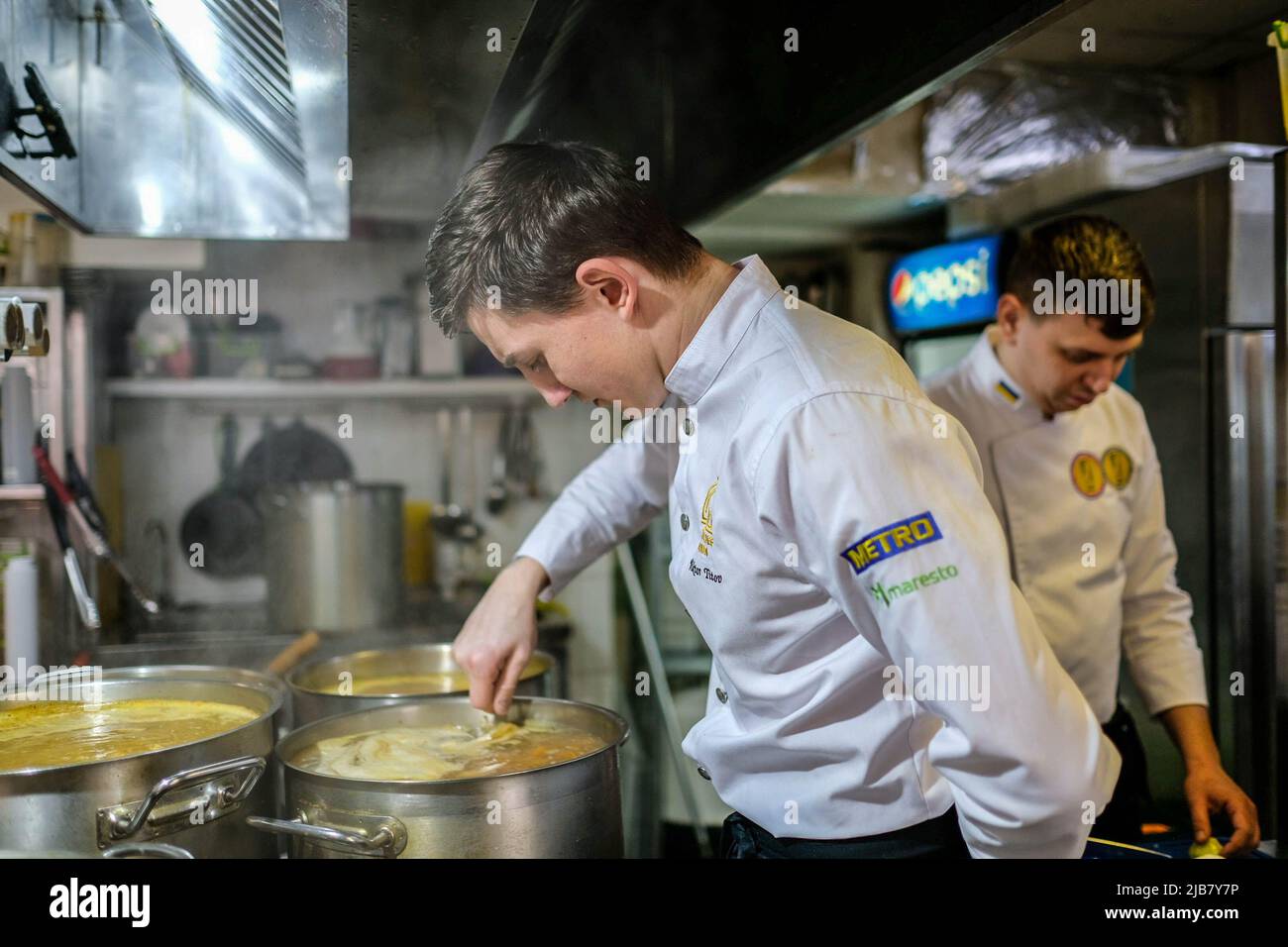 Odessa, Ukraine. 26th Mar, 2022. A chef seen cooking food in a ...