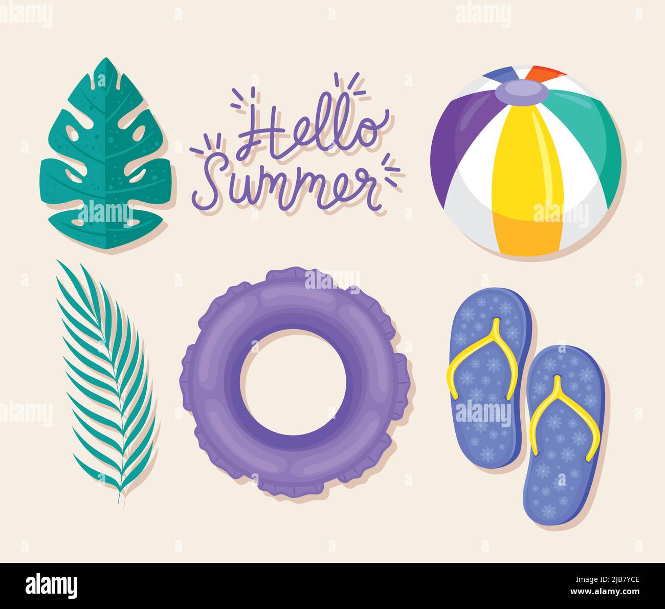 hello summer lettering and icons Stock Vector Image & Art - Alamy