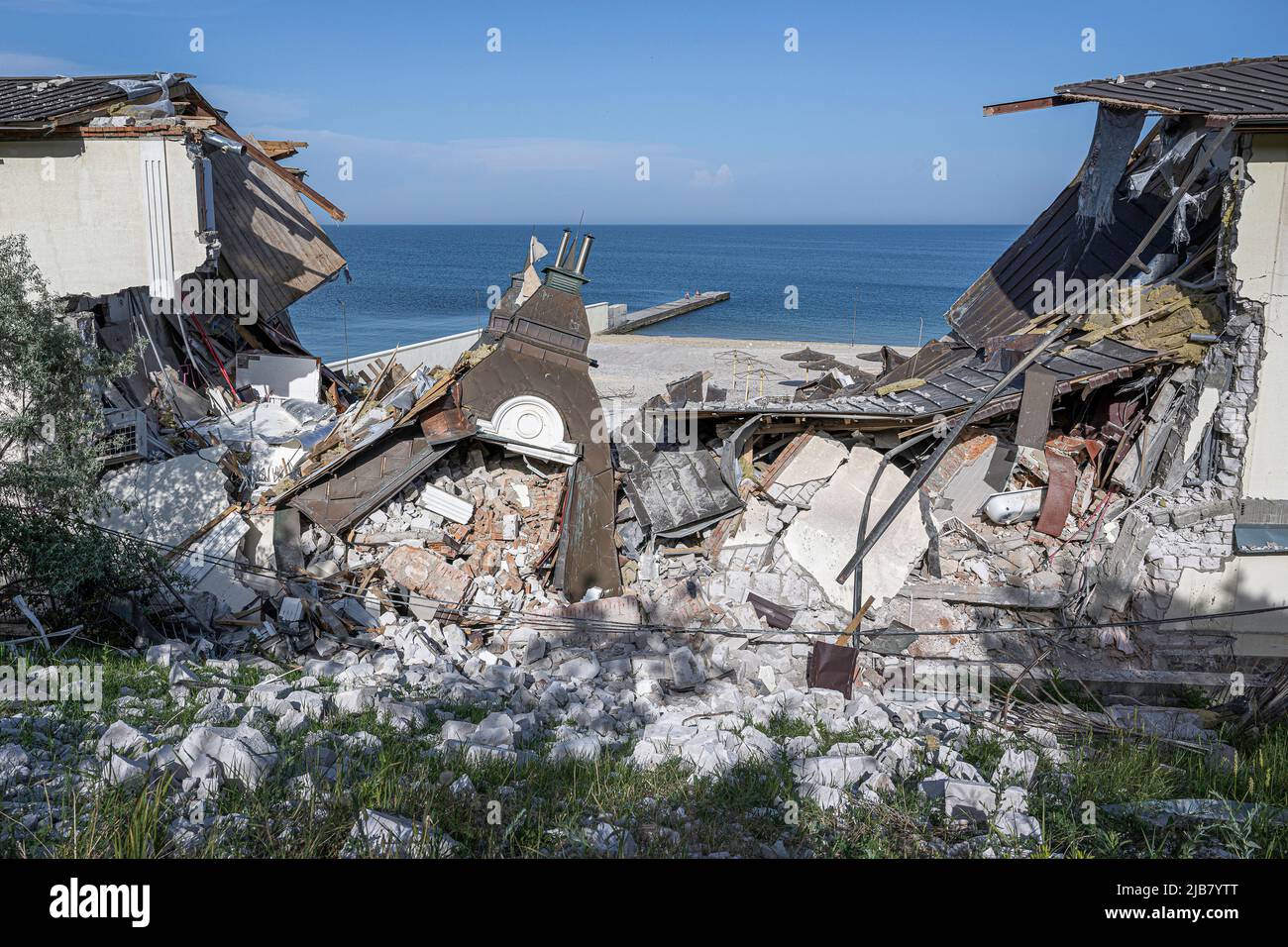 Odessa, Ukraine. 2nd June, 2022. Damage caused by a Russian strike on a ...