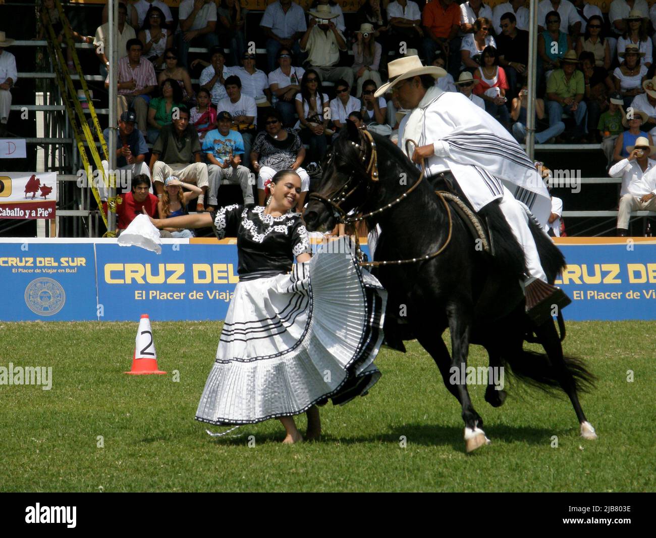 A couple dancing marinera, a Peruvian creole typical dance, on ...
