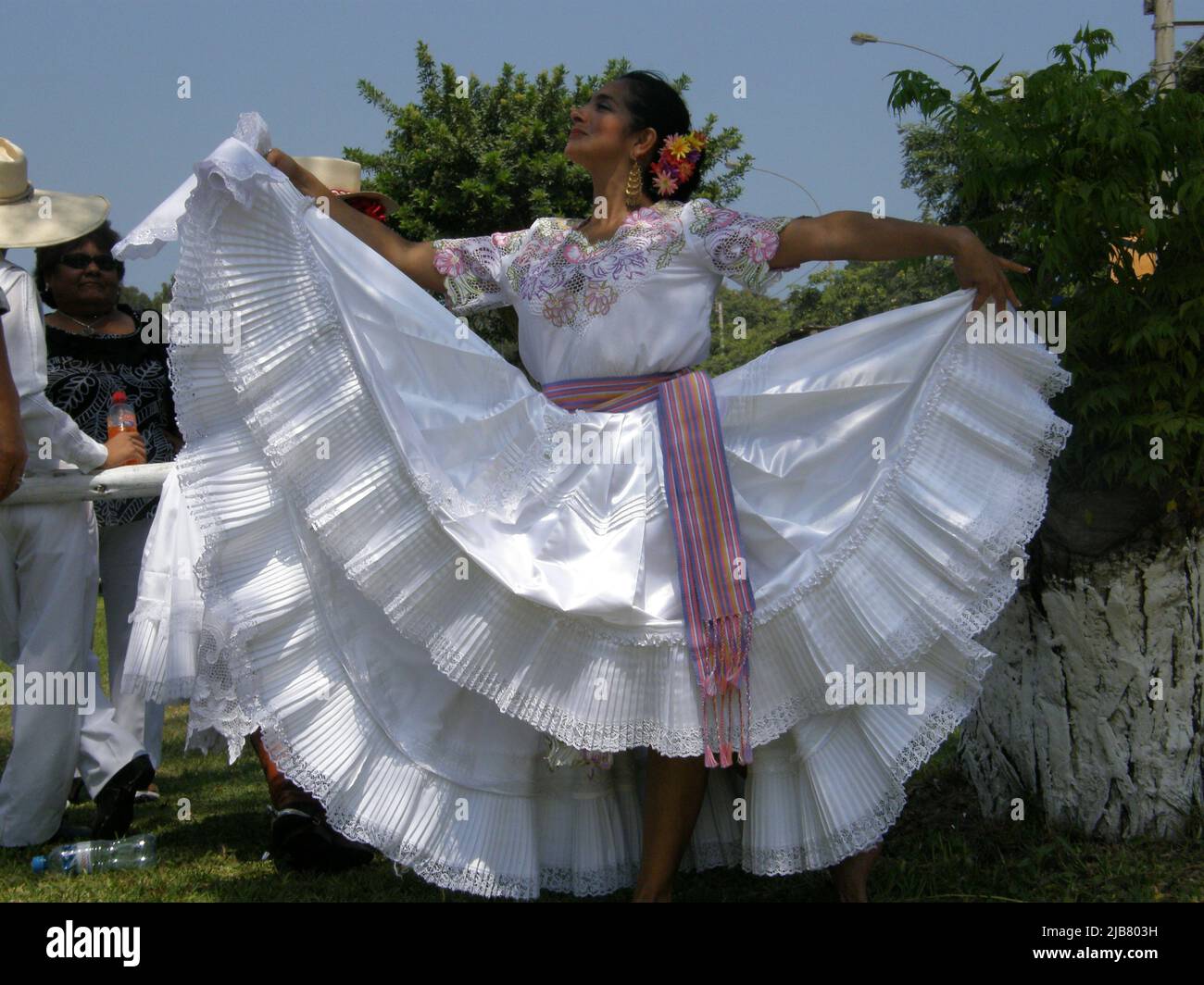 A couple dancing marinera, a Peruvian creole typical dance, on ...
