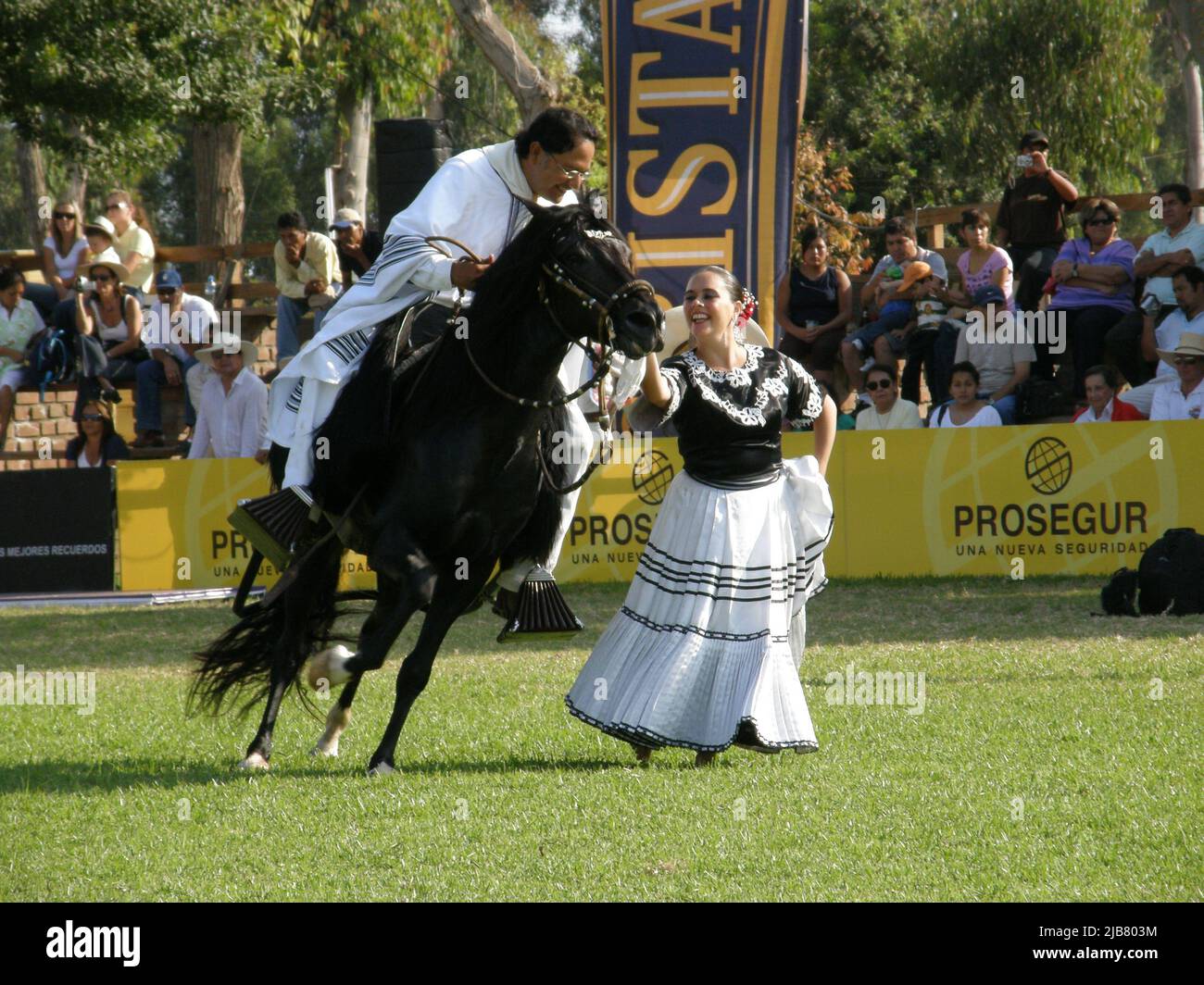 A couple dancing marinera, a Peruvian creole typical dance, on ...