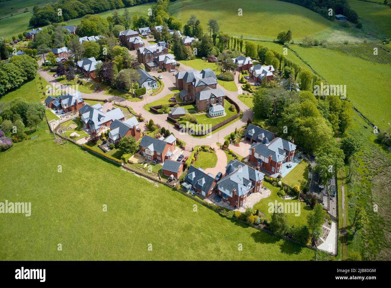 Luxury countryside rural village aerial view from above in St Andrews ...