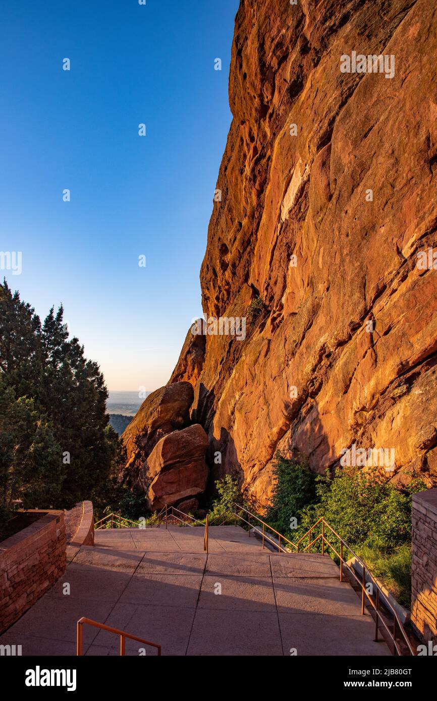 Earluy morning Sun on Creation Rock in Red Rocks Mountain Park Stock ...