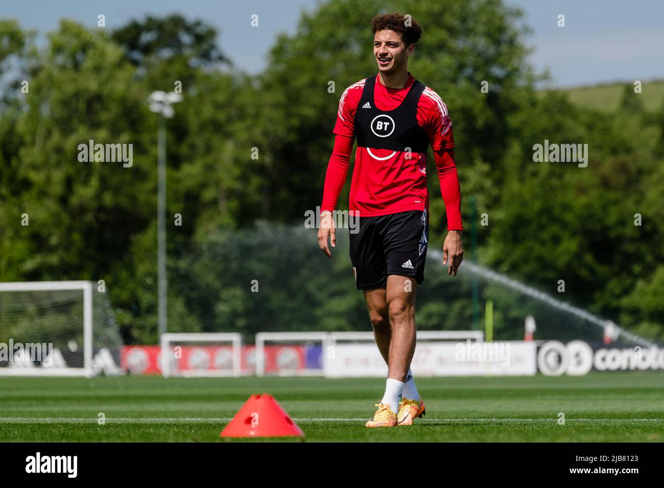 PONTYCLUN, WALES - 03 JUNE 2022: Wales' Ethan Ampadu during a training ...