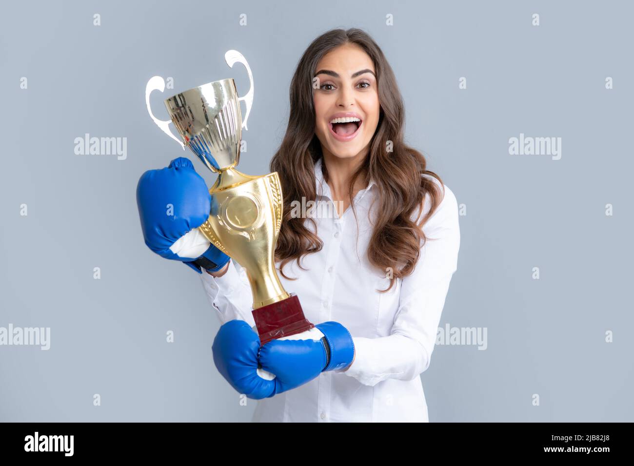 Girl smiling and screaming for success. Celebration concept. Woman in ...
