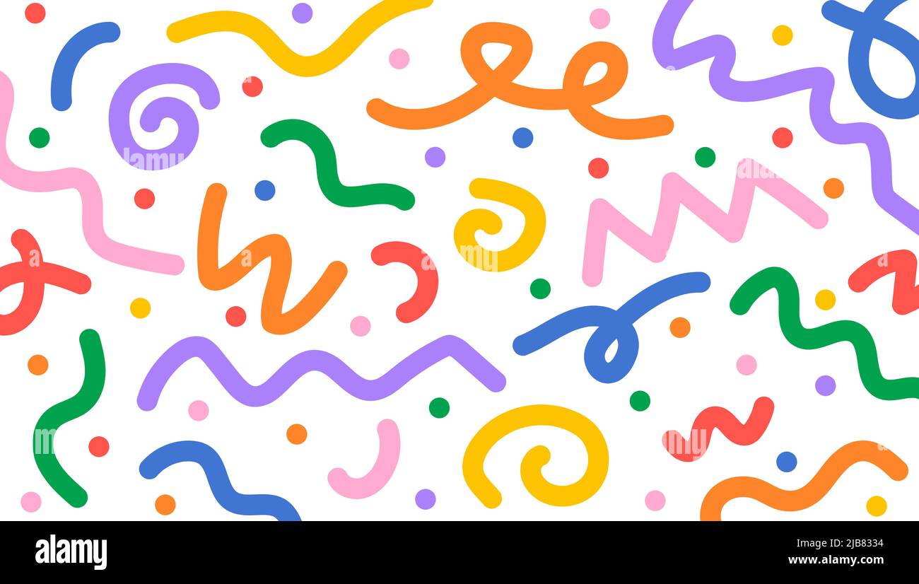 Fun colorful line doodle seamless pattern. Creative minimalist style ...