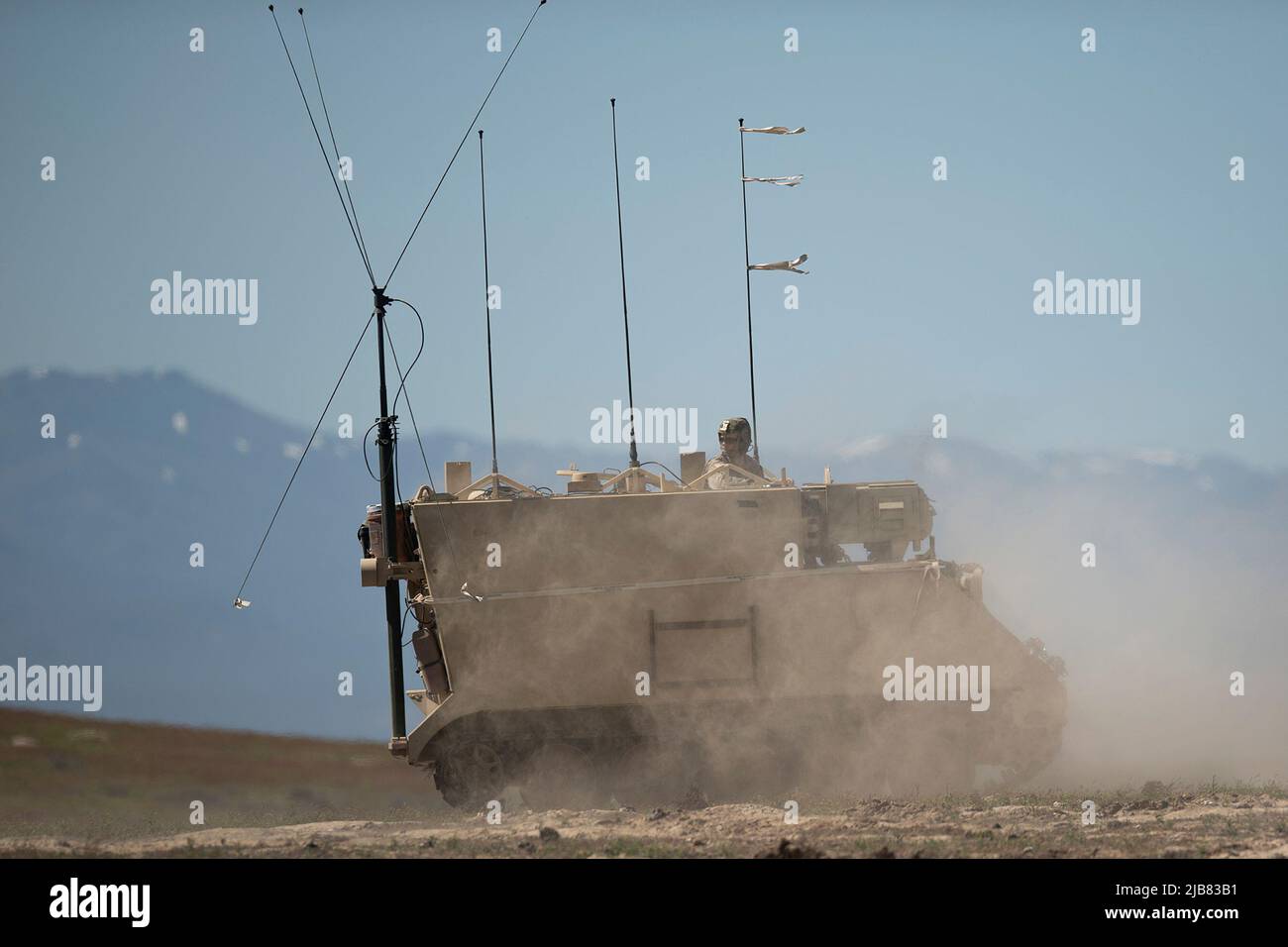 The Fire Direction Center vehicle makes its way to the firing range ...