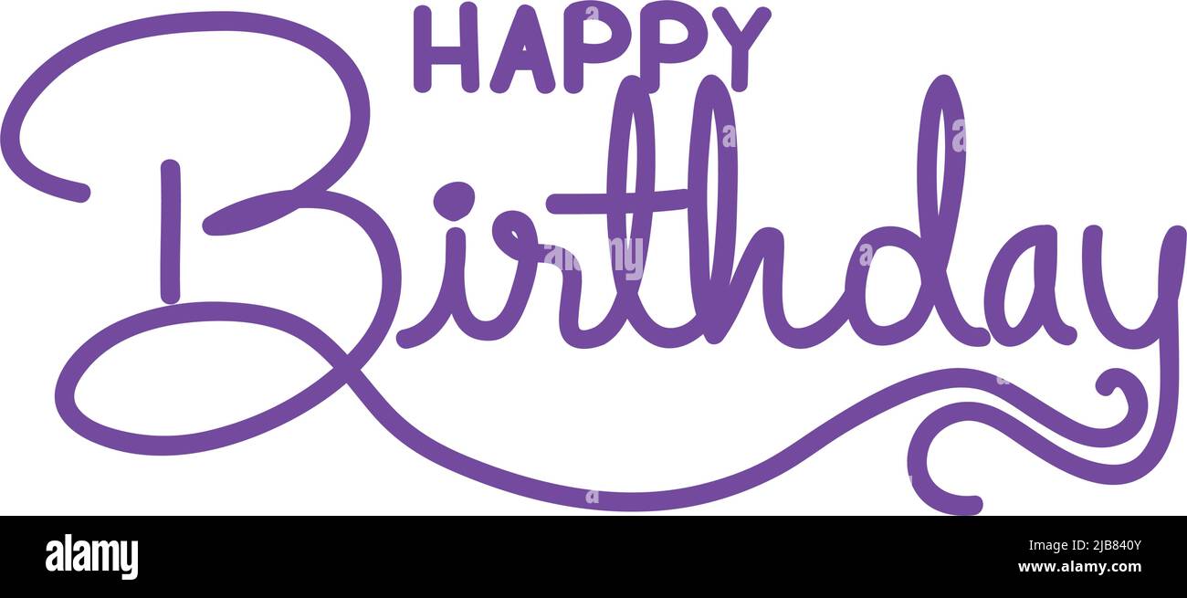 happy birthday purple lettering Stock Vector Image & Art - Alamy