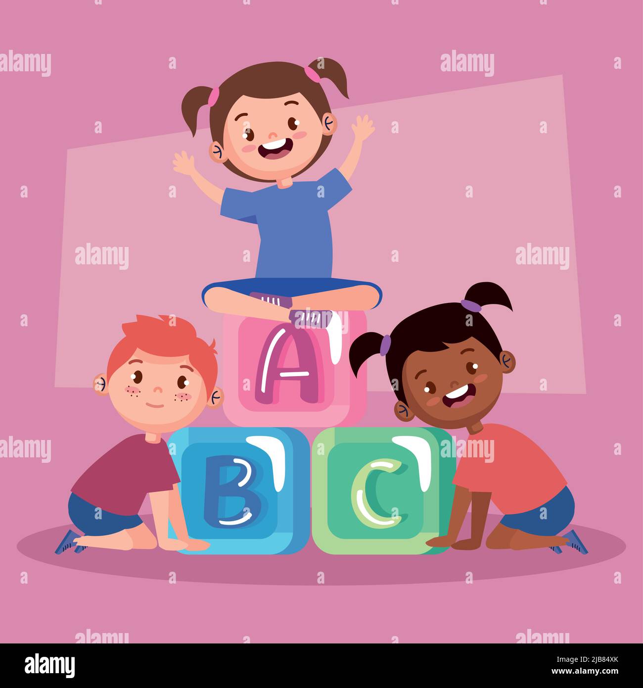 three kids playing Stock Vector Image & Art - Alamy
