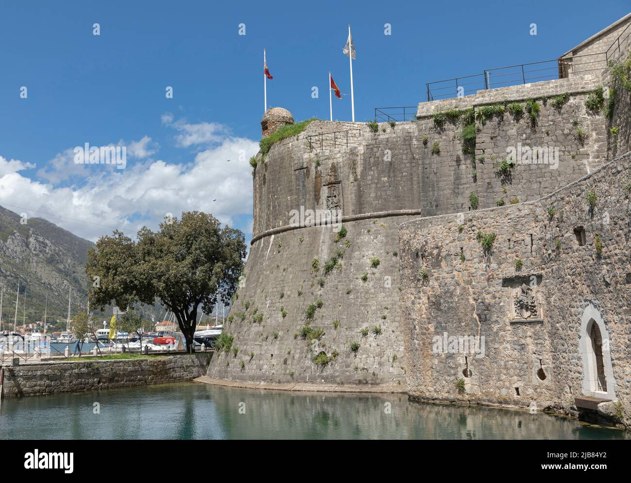 Ancient walls of the old town of Budvar which is a classified UNESCO ...