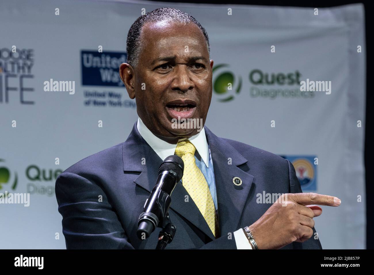 New York, NY - June 3, 2022: Reverend Jacques DeGraff speaks during ...