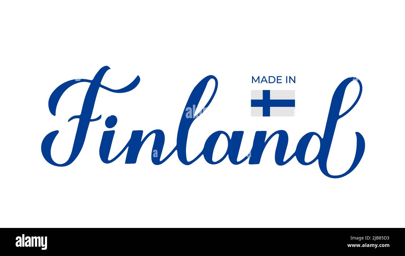 Made in Finland handwritten label. Quality mark vector icon ...