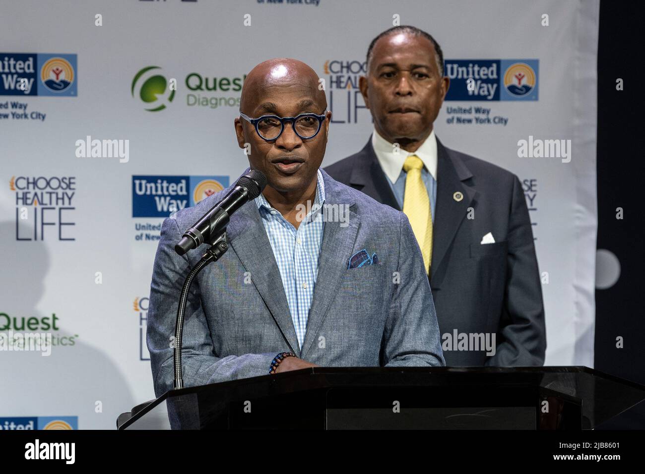 New York, USA . 03rd June, 2022. Reverend Michael Walrond speaks during ...