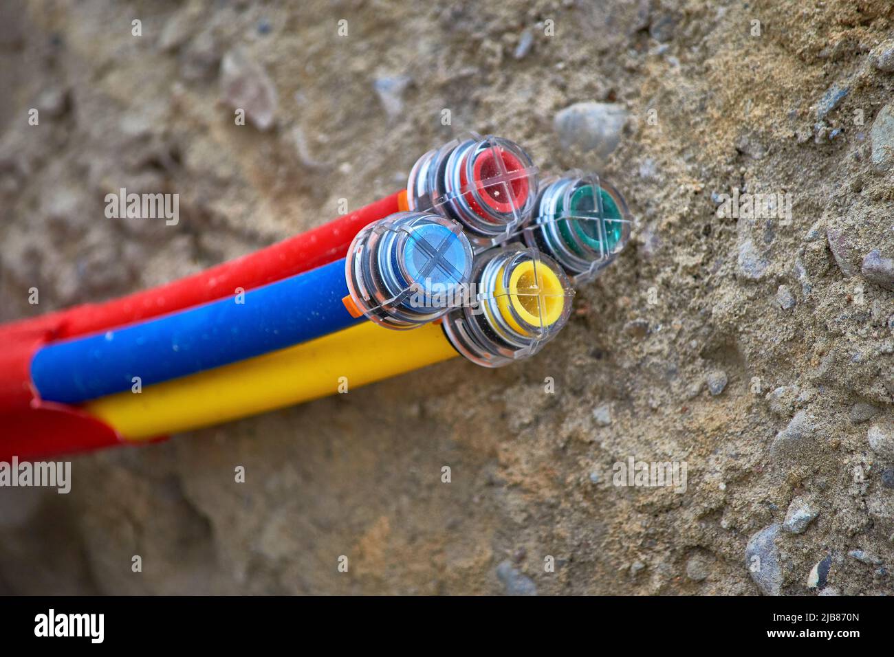 fiber laying for high speed internet construction site Stock Photo - Alamy