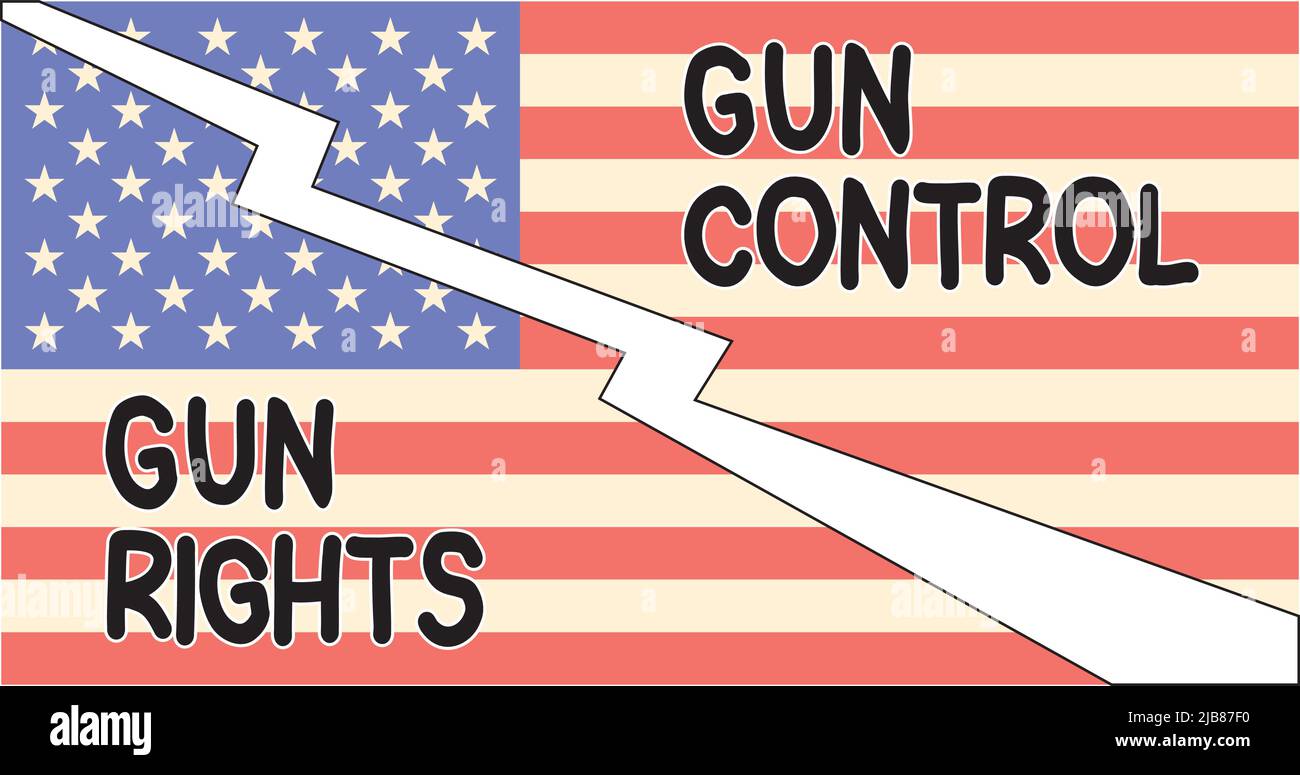 Gun control versus gun rights, with USA flag split down the middle ...